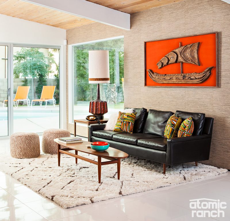 Get this Tiki Chic Living Room with 6 Midcentury-Style Pieces