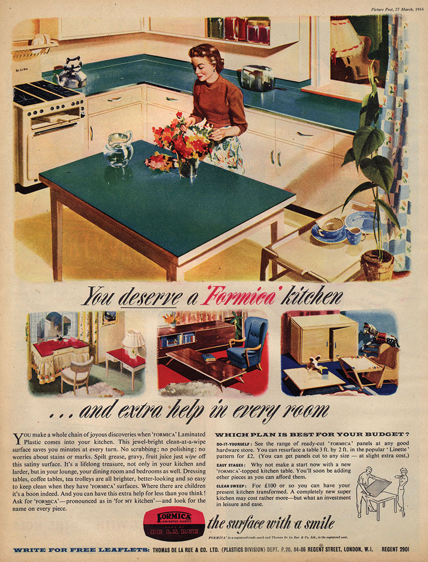 Vintage Formica Kitchen Advertisement Poster 1950s